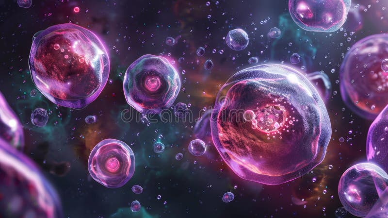 Microscopic View of Human Cells in a Fluid Medium Stock Illustration ...