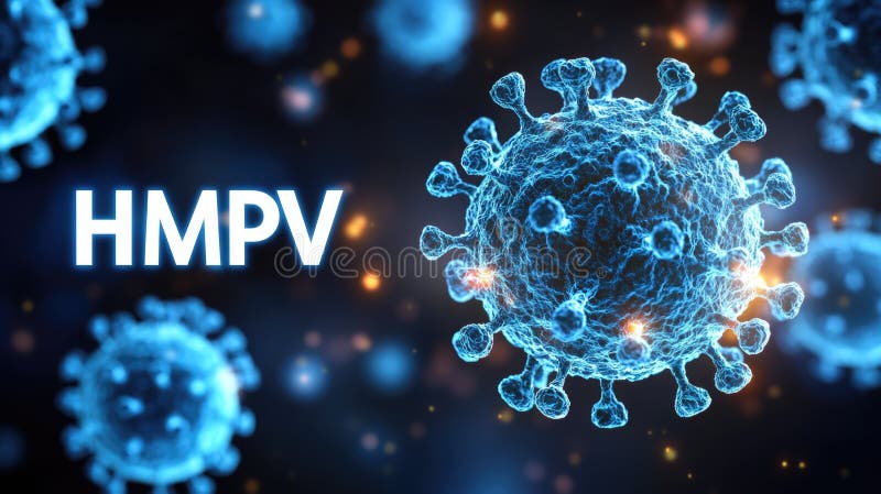 Microscopic View of Human Metapneumovirus Hmpv Structure with Glowing ...