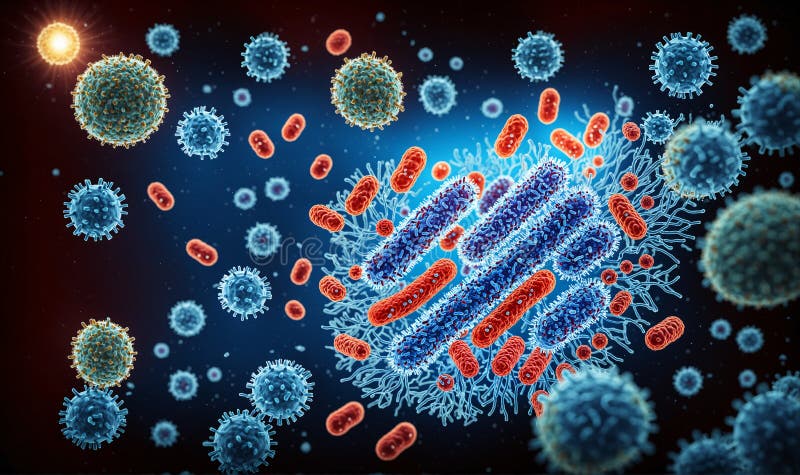 Microscopic View of Human Microbiome with Invading Harmful Bacteria ...