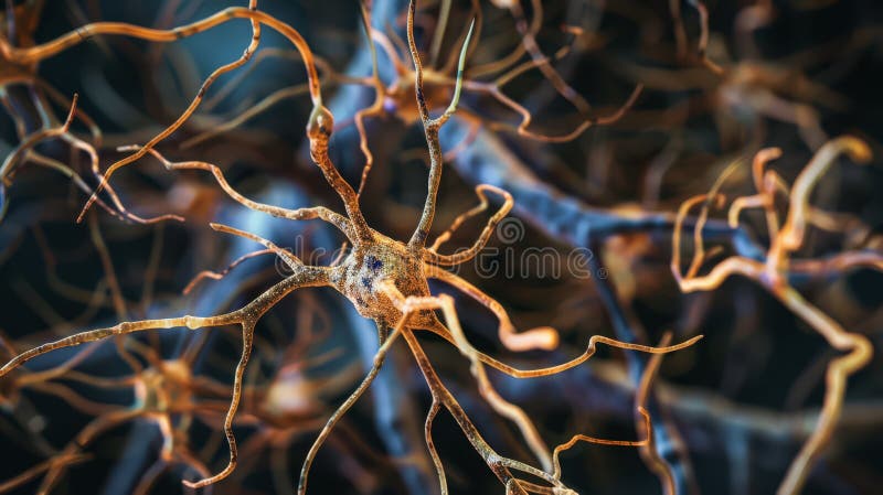 Microscopic View of a Human Neuron with Detailed Axon and Dendrites ...