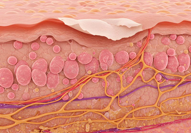 Detailed Cross-Section Illustration of Human Skin Anatomy Revealing ...