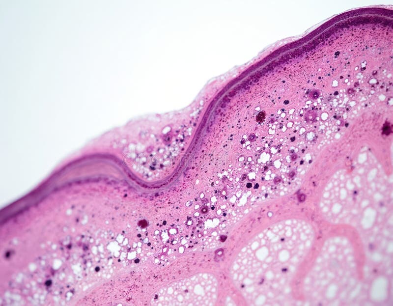 Microscopic View of Human Skin Tissue Cross-section Showing Epidermis ...