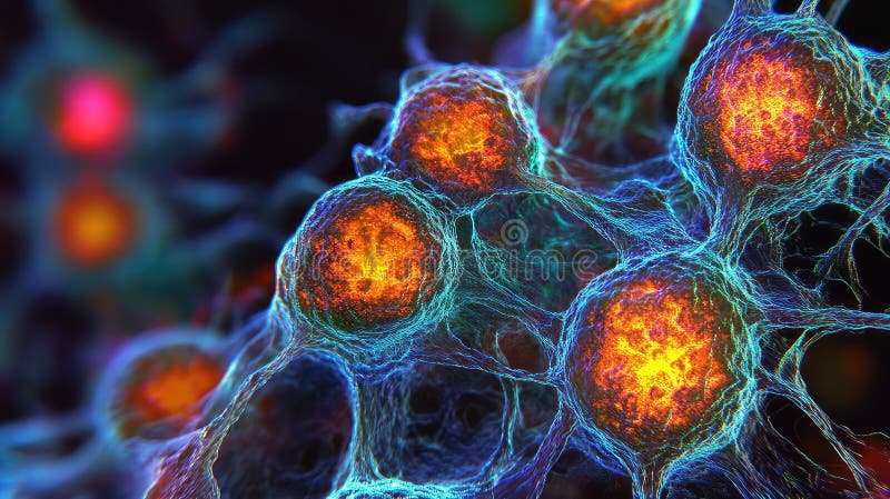 Microscopic View of Human Stem Cells with Nucleus - High-Resolution ...