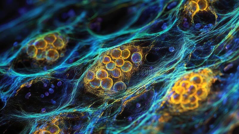 Microscopic View of Human Stem Cells with Nucleus - High-Resolution ...