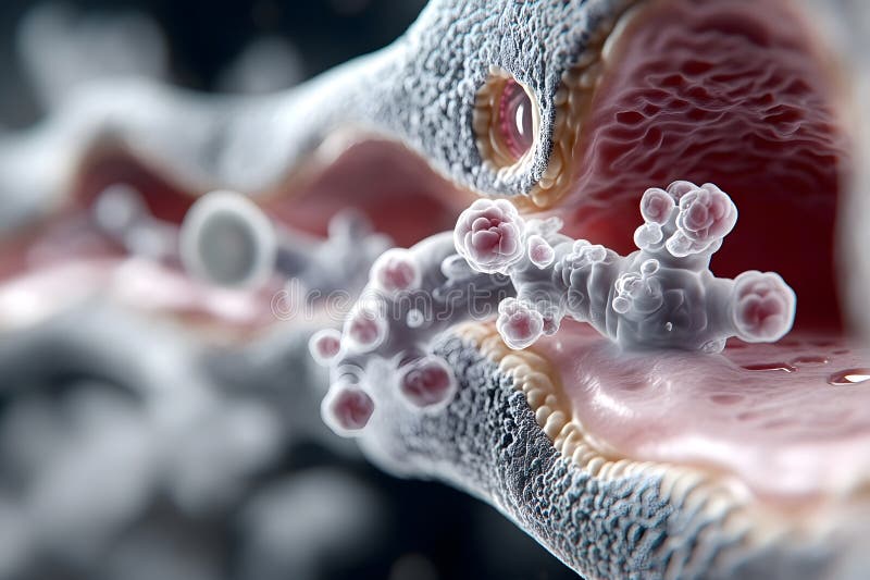 Microscopic View of Human Tissue with Cellular Growth and Vascular ...