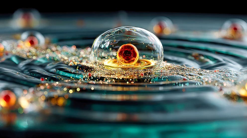 Microscopic View of an Illuminated Biological Cell with Glowing ...