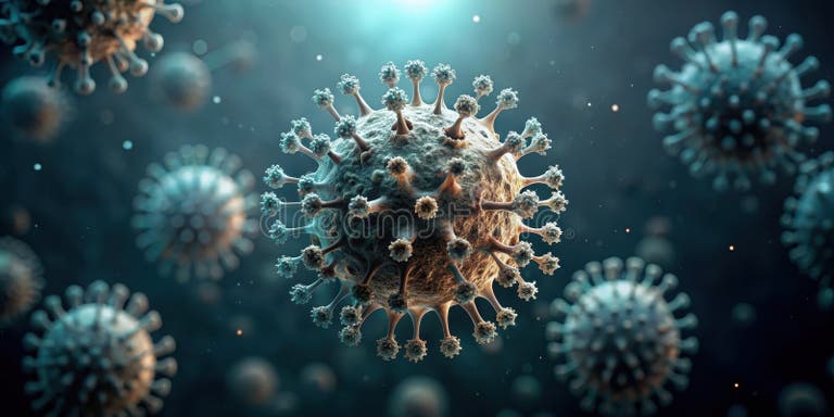 Microscopic View of Infectious Agents, Detailed Rendering of Viral ...