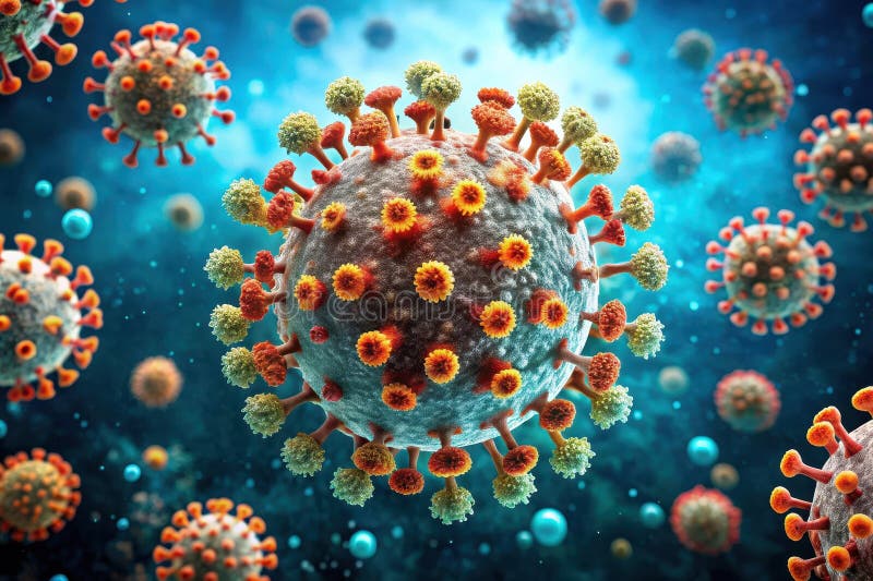 Microscopic View of Infectious Agents a Detailed Rendering of Viral ...