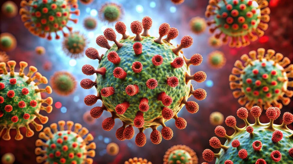 Microscopic View of Infectious Agents, Exhibiting Complex Surface ...