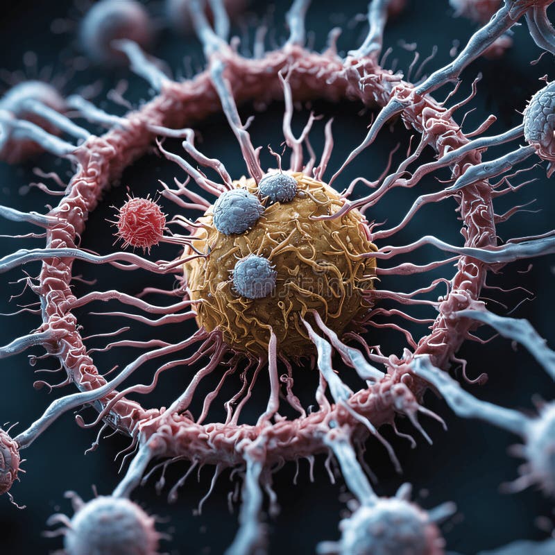 Microscopic View of an Infectious Cell with Multiple Smaller Cells ...