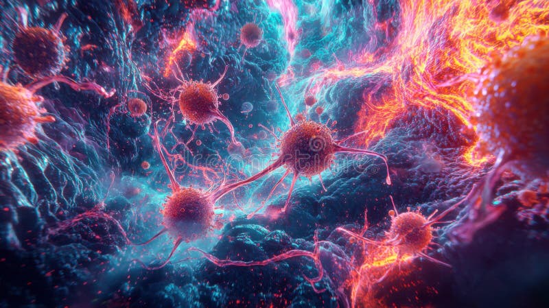 Microscopic View of Influenza Virus Being Destroyed by Antibodies in ...