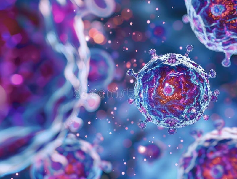 Microscopic View Inside Cell: Virus Pathogen Infighting Immunity ...