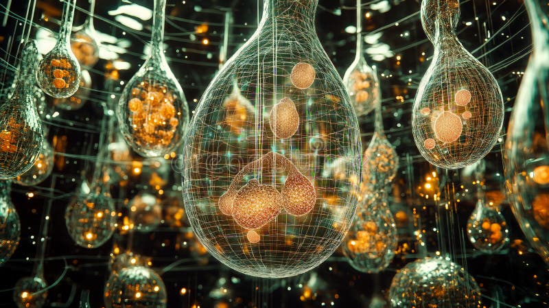Microscopic View of Interacting Elements in Human Cell Metabolism Stock ...