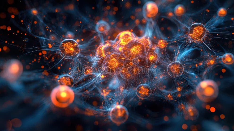 Microscopic View of Interconnected Cells Creating Complex Biological ...