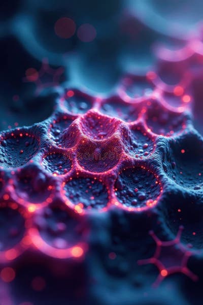 Microscopic View of Interconnected Hexagonal Cells, Vibrant Colors ...