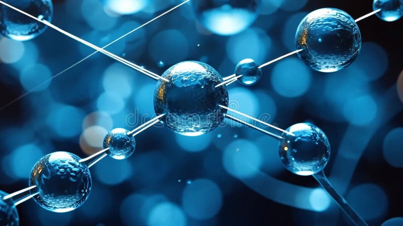 Microscopic View of Interconnected Molecules in a Blue Digital ...