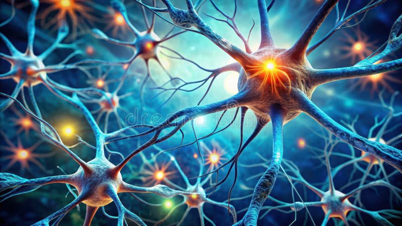 Microscopic View of Interconnected Neuron Network Showing Complex ...