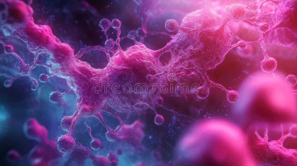Microscopic View of Interconnected Pink Cells Stock Illustration ...