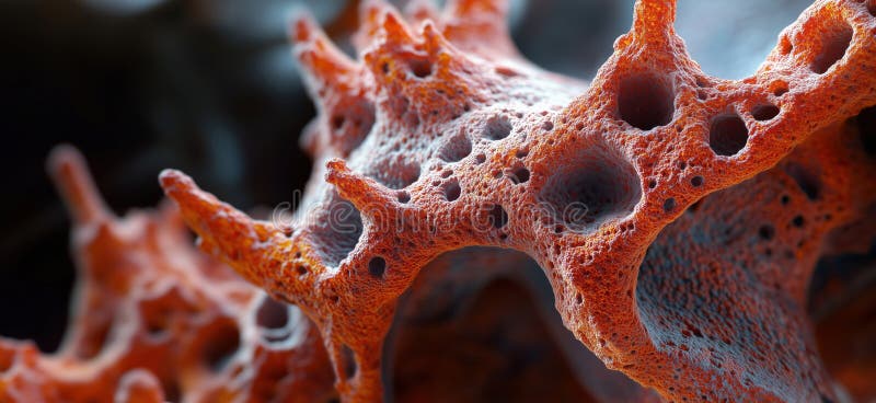 Microscopic View Intricate Coral Structure Showcasing Vibrant Textures ...