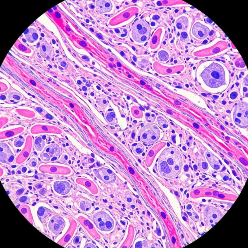 A High-magnification Photomicrograph of Biological Tissue with Cellular ...