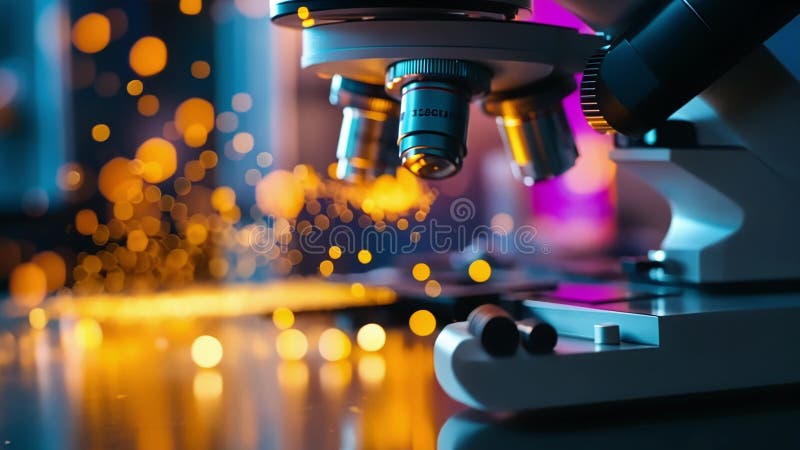 Microscopic View through a Laboratory Microscope Showcasing the ...