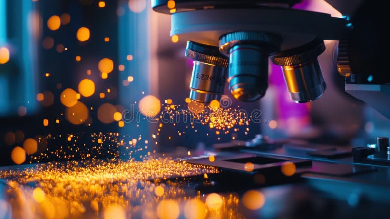 Microscopic View through a Laboratory Microscope Showcasing the ...