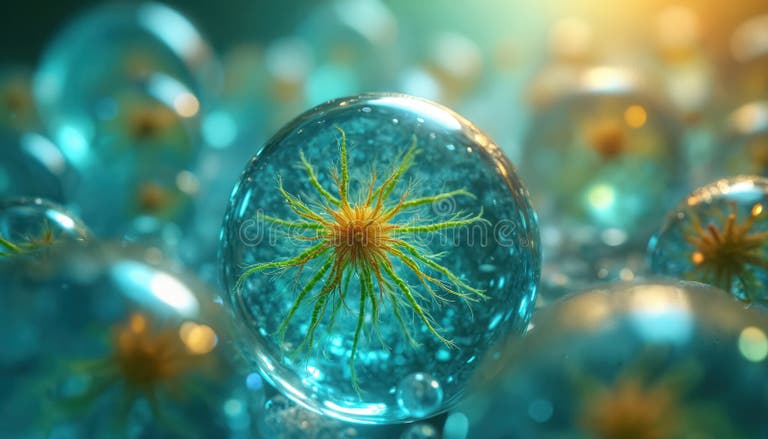 Microscopic View of Microorganisms Inside Water Droplets. Biological ...