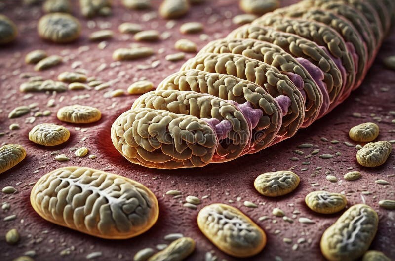 Microscopic View of Mitochondria Showcasing Cellular Respiration in ...