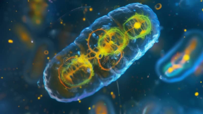 A Microscopic View of a Mitochondrion in the Process of Fission Where ...