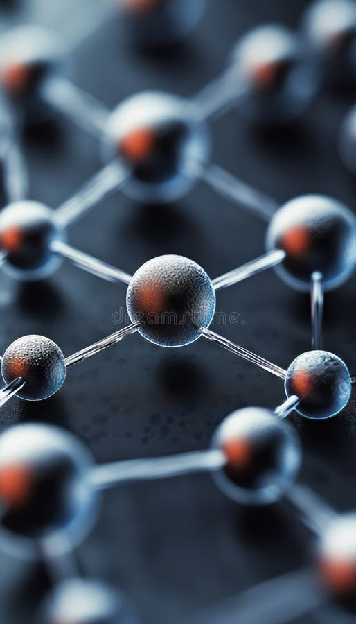 Microscopic View of Molecular Structure, 3D Render. Nanotechnology ...