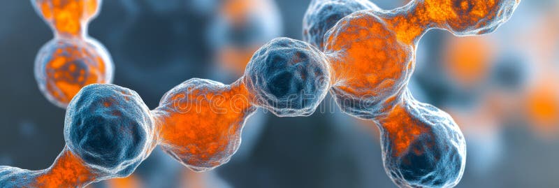 Microscopic View Molecules or Cells Connected in Chain Structure ...
