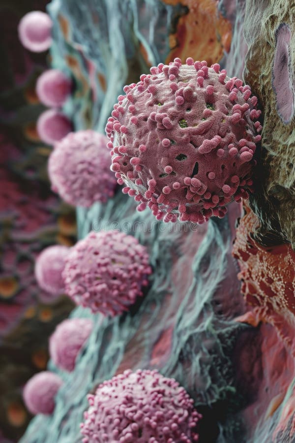 A Microscopic View of Multiple Cells Clustered Together Stock Photo ...