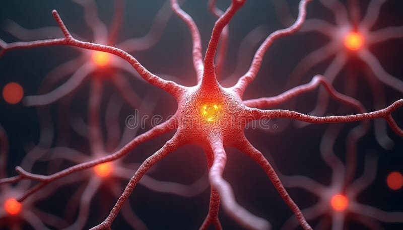 Microscopic View of Nerve Cell Activity. Neuron Cells Send Electric ...