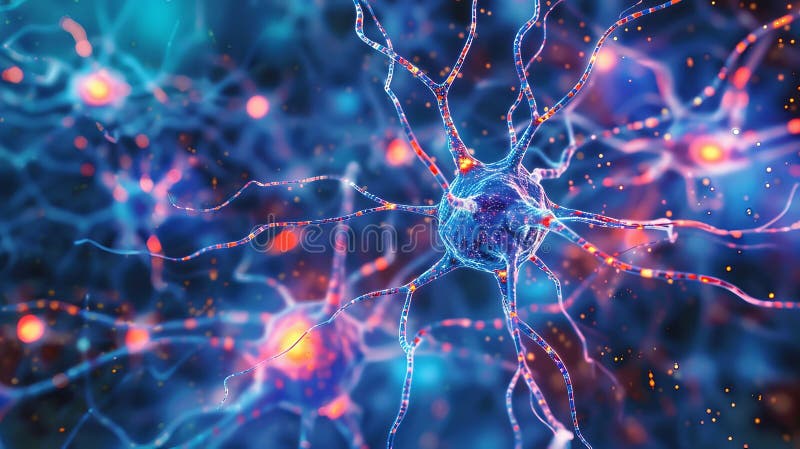 Microscopic View of a Nerve Cell with Dendrites and Axon Stock ...