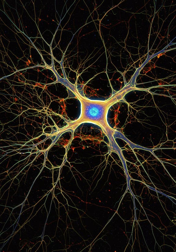 Microscopic View of a Neuron with Branching Filaments Stock ...