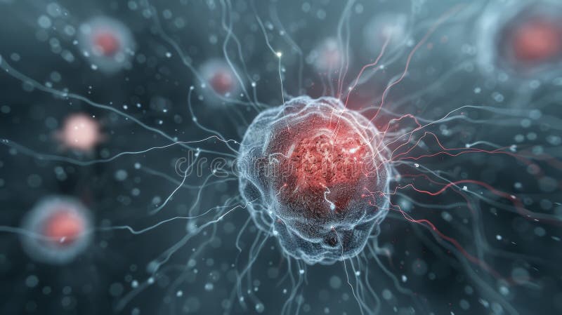 Microscopic View of a Neuron Cell, Capturing Intricate Details and ...