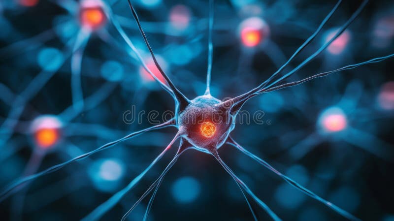 Microscopic View of a Neuron Cell Network Stock Illustration ...
