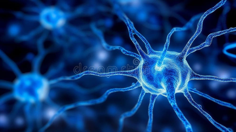 Microscopic View of a Neuron Cell Network Stock Illustration ...