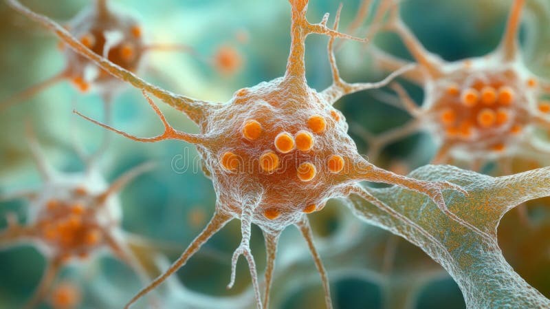 Microscopic View of Neuron Cells with Synaptic Connections Stock ... Microscopic View of Neuron Cells with Synaptic Connections Stock ...
