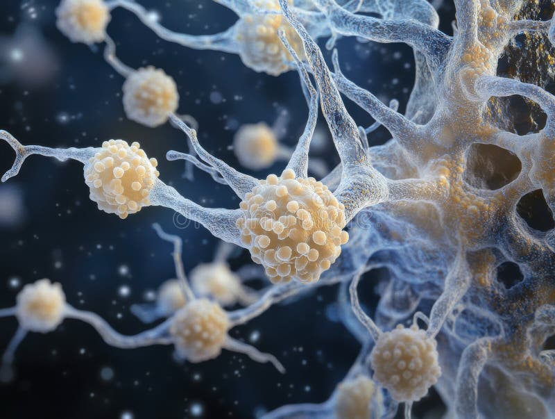 Microscopic View of Neuron Cells Under Viral Attack Stock Illustration ... Microscopic View of Neuron Cells Under Viral Attack Stock Illustration ...