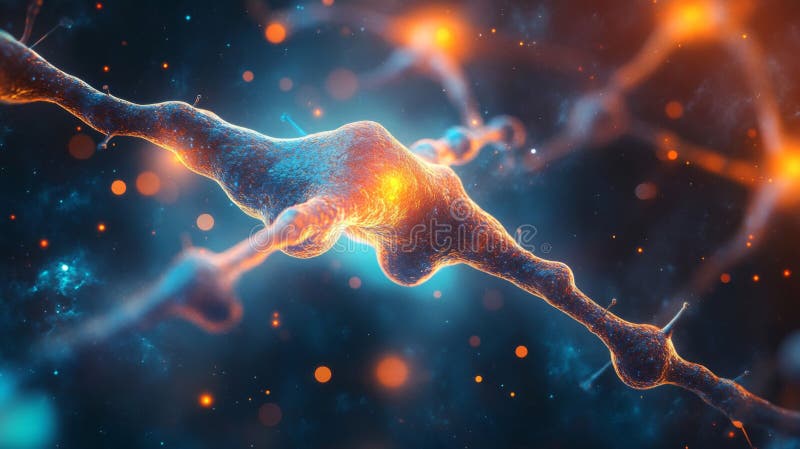 Microscopic View of a Neuron Connecting Synapses Stock Illustration ...