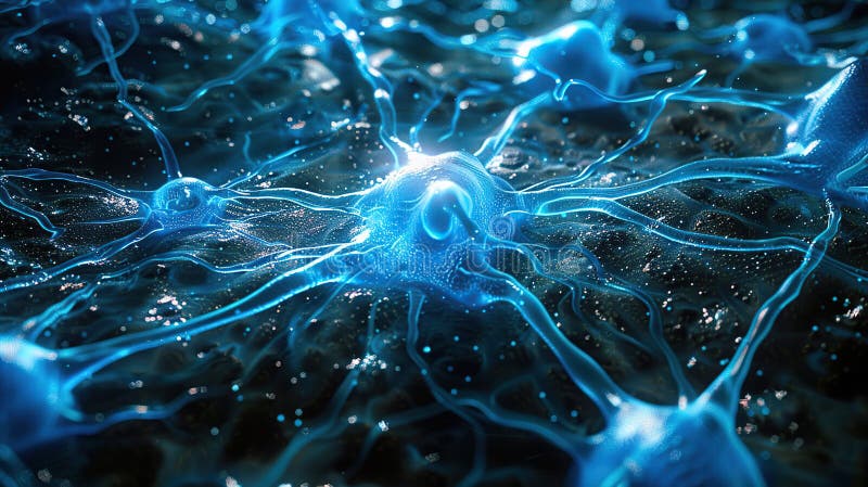 Microscopic View of a Neuron Stock Illustration - Illustration of brain ...