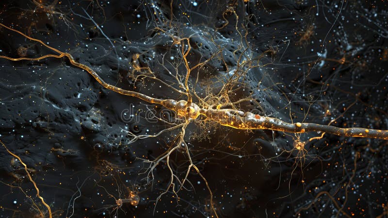 Microscopic View of a Neuron in a Network of Other Neurons Stock ...