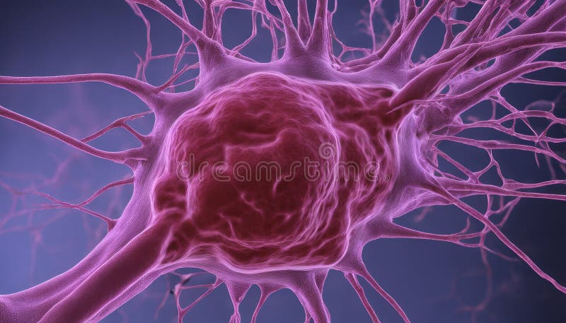 Microscopic View of a Neuron with a Synapse Stock Illustration ...