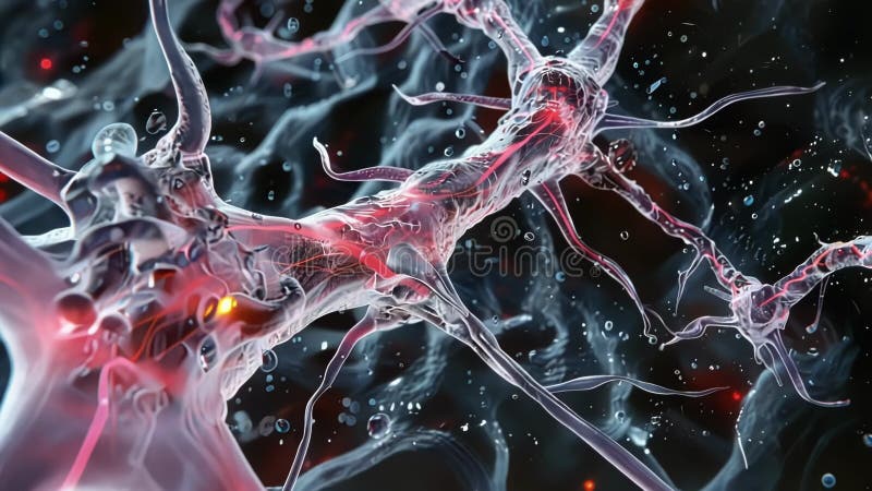 Microscopic View of Neuron Transmitting Nerve Impulse in Brain Stock ... Microscopic View of Neuron Transmitting Nerve Impulse in Brain Stock ...