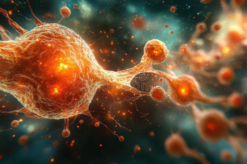 Microscopic View of Neuronal Activity in Brain Stock Image - Image of ...