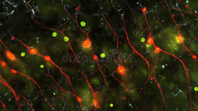 Microscopic View of Neurons and Glial Cells Network Stock Illustration ...