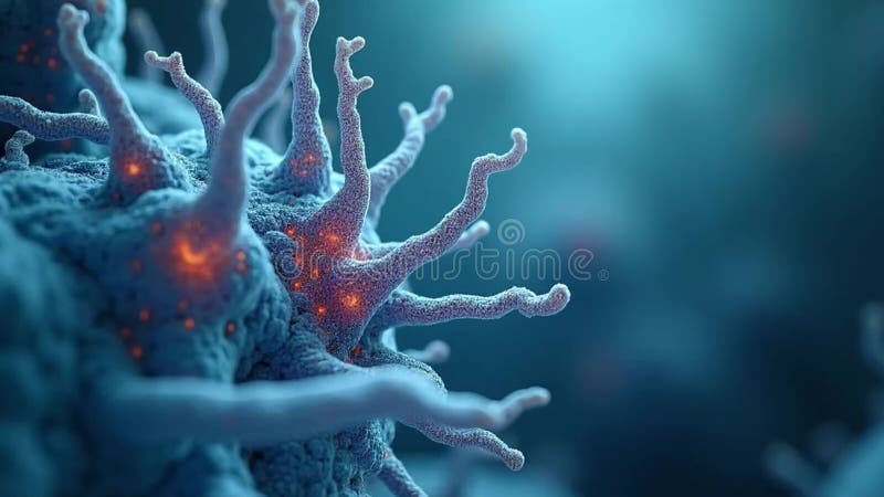 Microscopic View of Neurons with Glowing Synapses Visualizing Brain ...