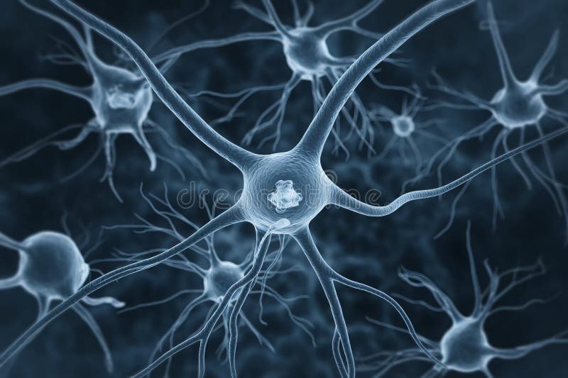 Microscopic View of Neurons in the Human Brain Stock Illustration ...