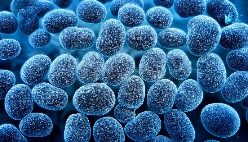 Microscopic View of Numerous Blue Cells, Possibly Bacteria or ...